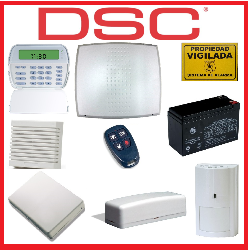 Kit alarma DSC 1832 inalambrica con teclado LCD y control remoto ...