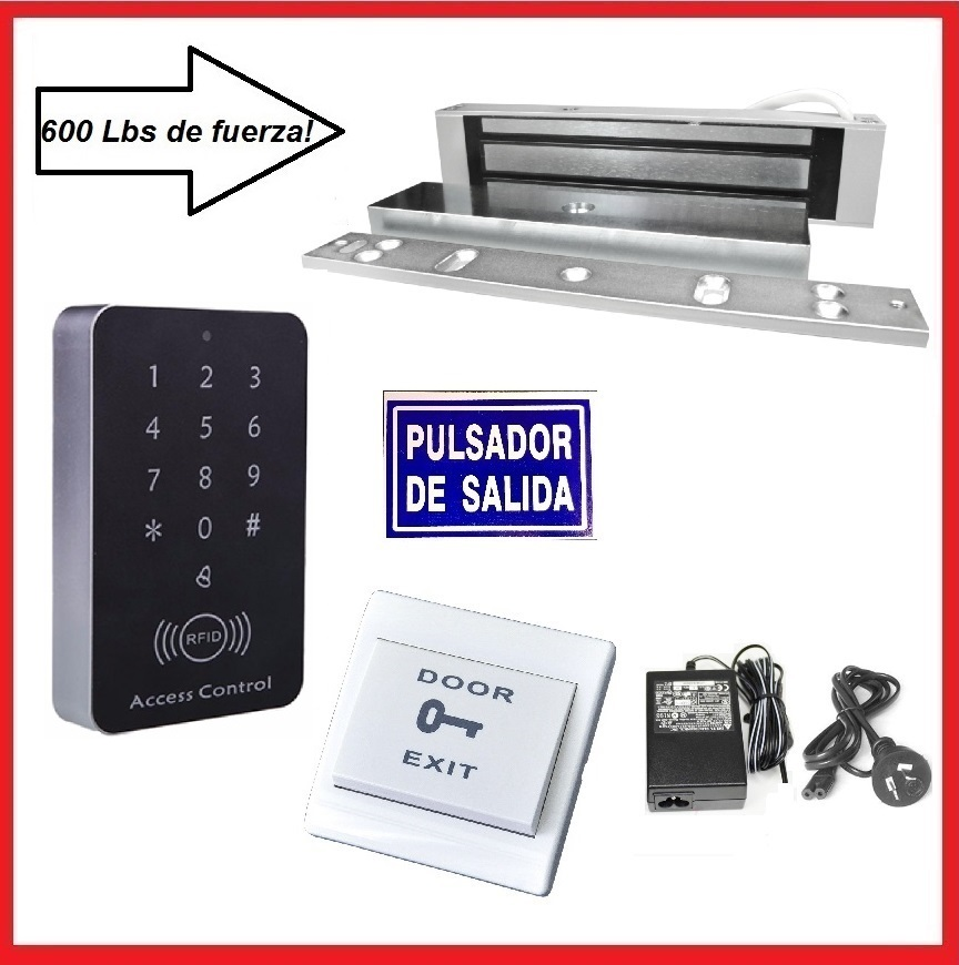 Kit completo, control de acceso + Cerradura electromagnetica 600Lbs ...