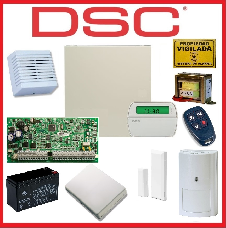 Kit alarma DSC 1616 inalambrica con teclado LCD , control remoto y ...