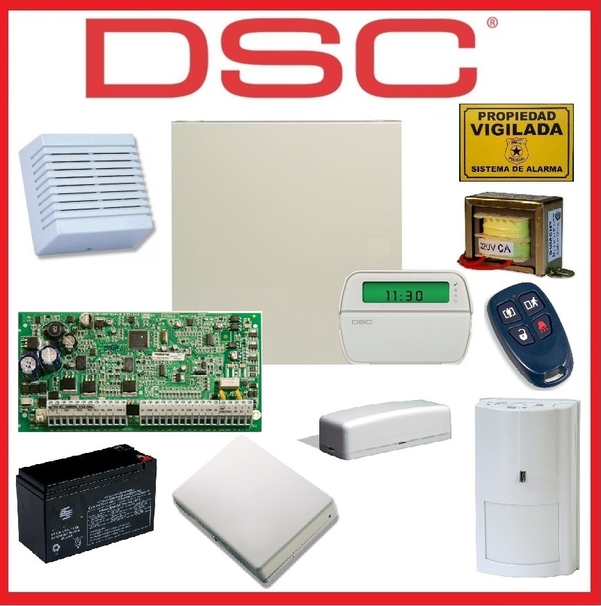 Kit alarma DSC 1616 inalambrica con teclado LCD , control remoto y ...