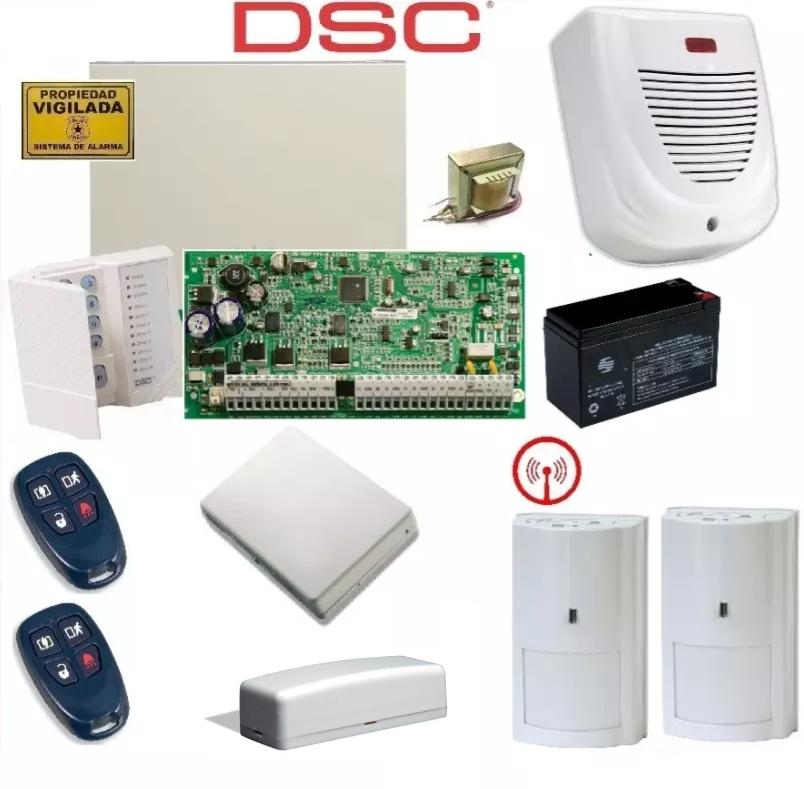 Alarma DSC 1832 inalambrica con teclado LED , 2 controles remoto y ...