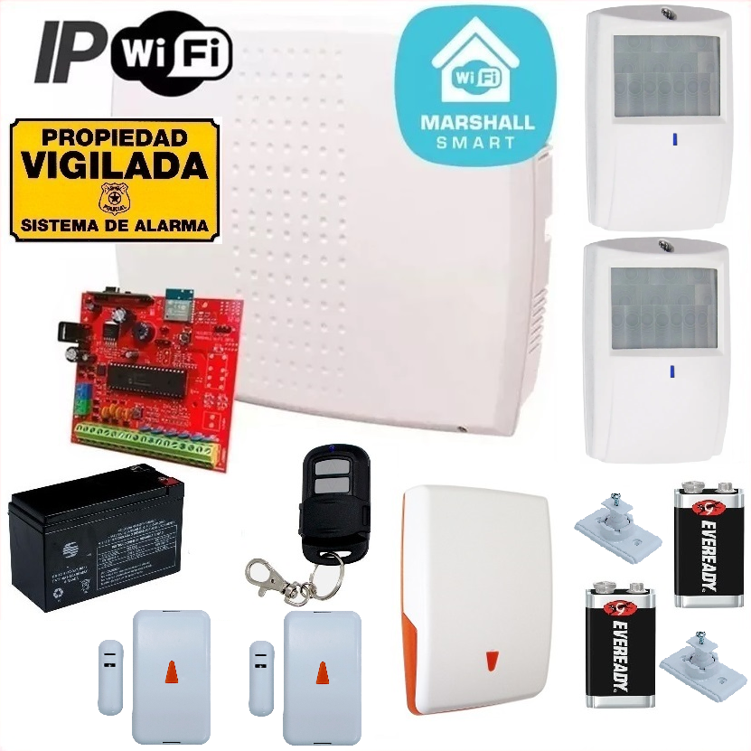 Kit central alarma Marshall IP WIFI con sensores inalambricos ...