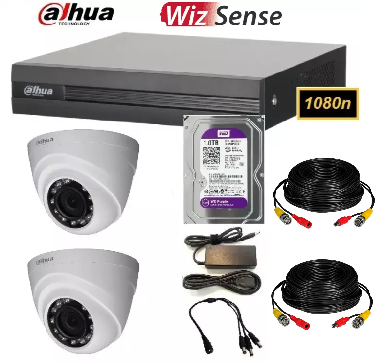 Kit DVR Dahua 4 canales modelo 1B04-I + 2 camaras 2MPX interiores ...