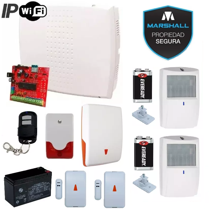 Kit central alarma Marshall IP WIFI con sensores inalambricos ...