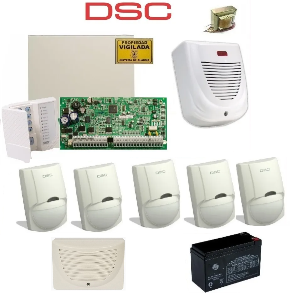 Kit central DSC 1616 con 5 sensores y sirenas – Infinity Seguridad